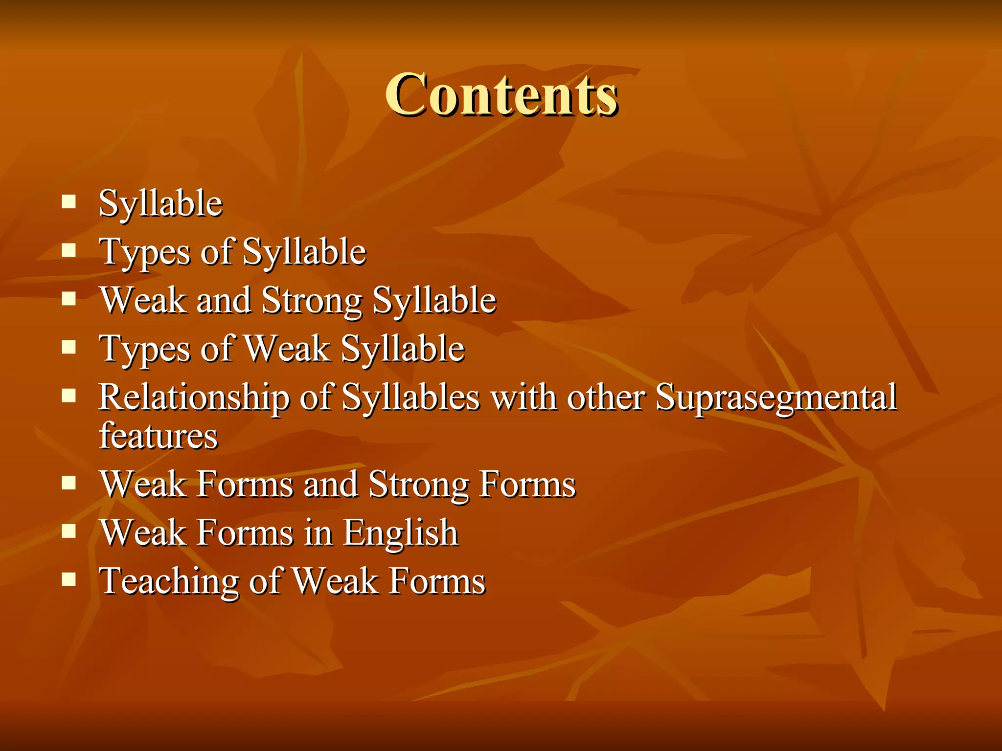 Presentation On Weak Syllables | PPT