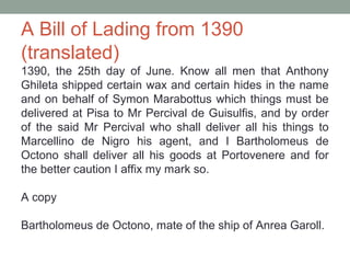 Outline of Conventions and Legislation applicable to Bills of Lading in ...