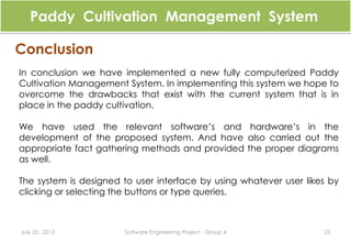 PADDY CULTIVATION MANAGEMENT SYSTEM | PPTX