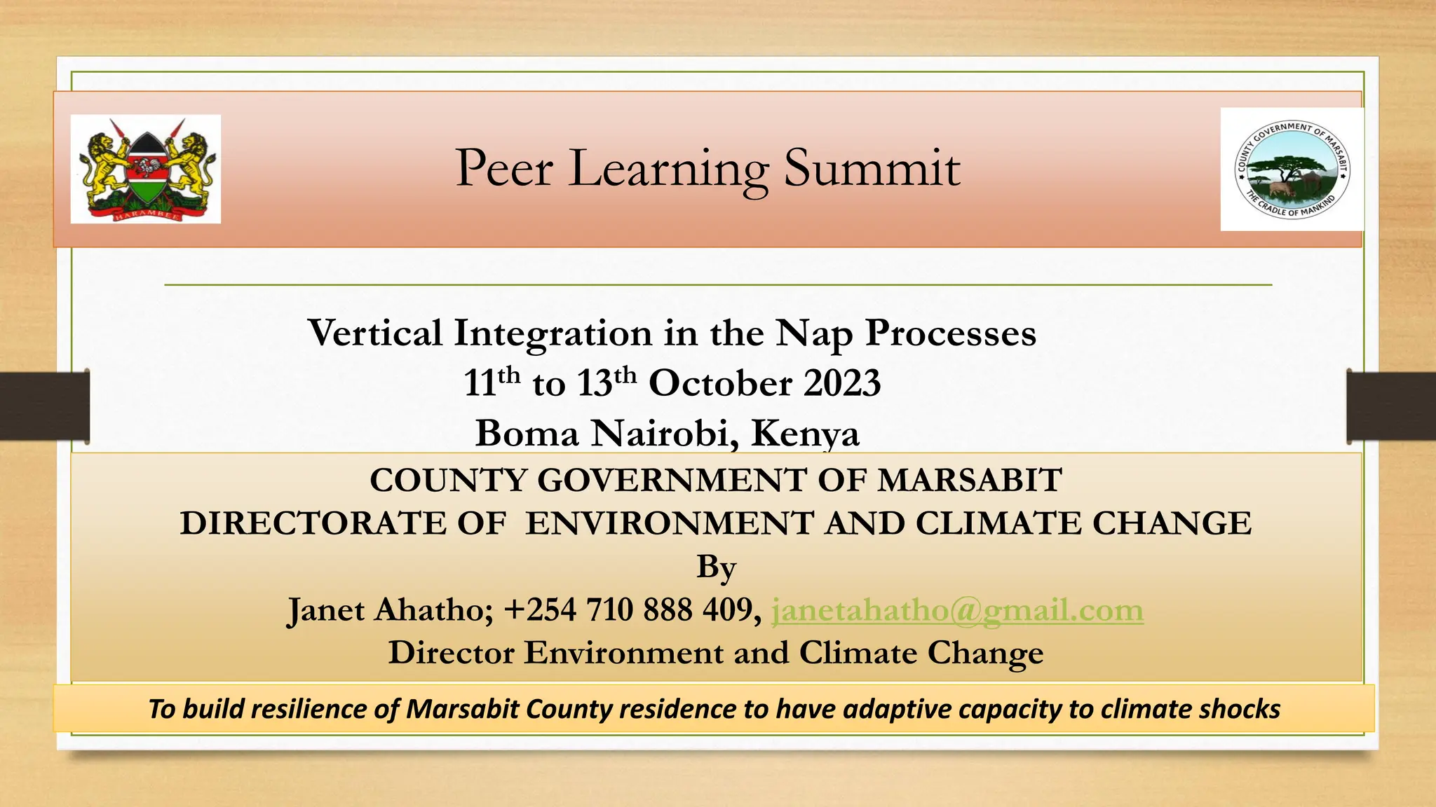 Vertical Integration in the NAP Processes | County Government of Marsabit | PPT