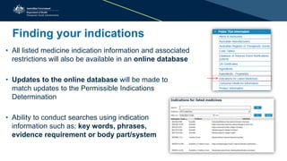 Presentation: Permitted indications for listed medicines - Completing ...