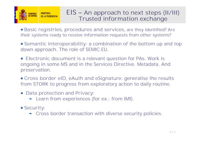 European Interoperability Strategy (EIS), Presentation perspectives ...