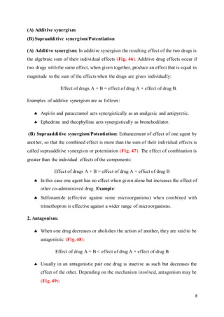 Pharmacodynamics - factors modifying drug action and combined effect of ...
