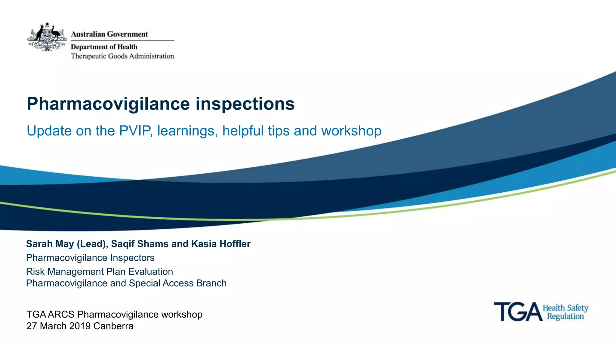 TGA Presentation: Pharmacovigilance inspections | PPTX