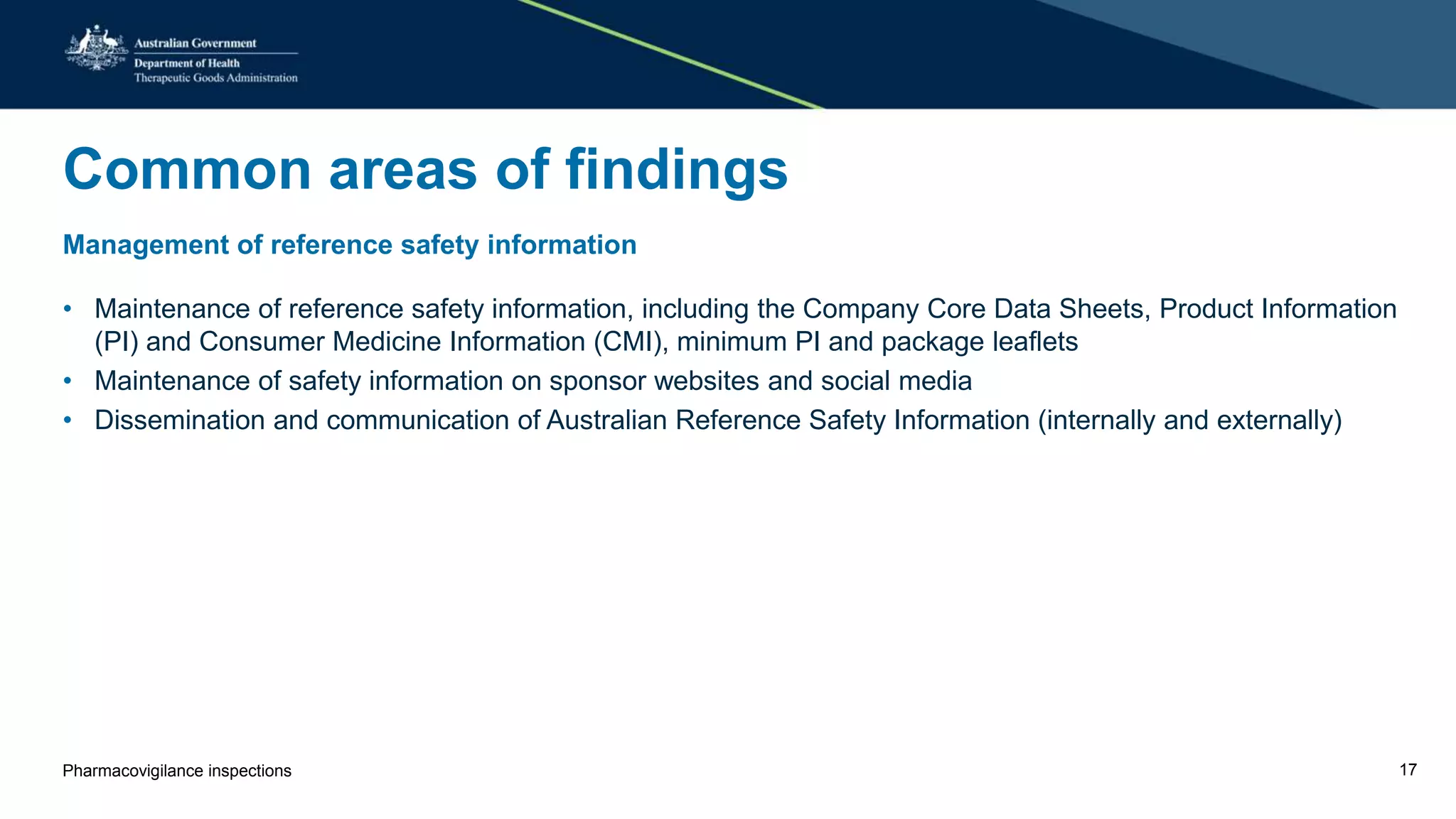 TGA Presentation: Pharmacovigilance inspections | PPTX