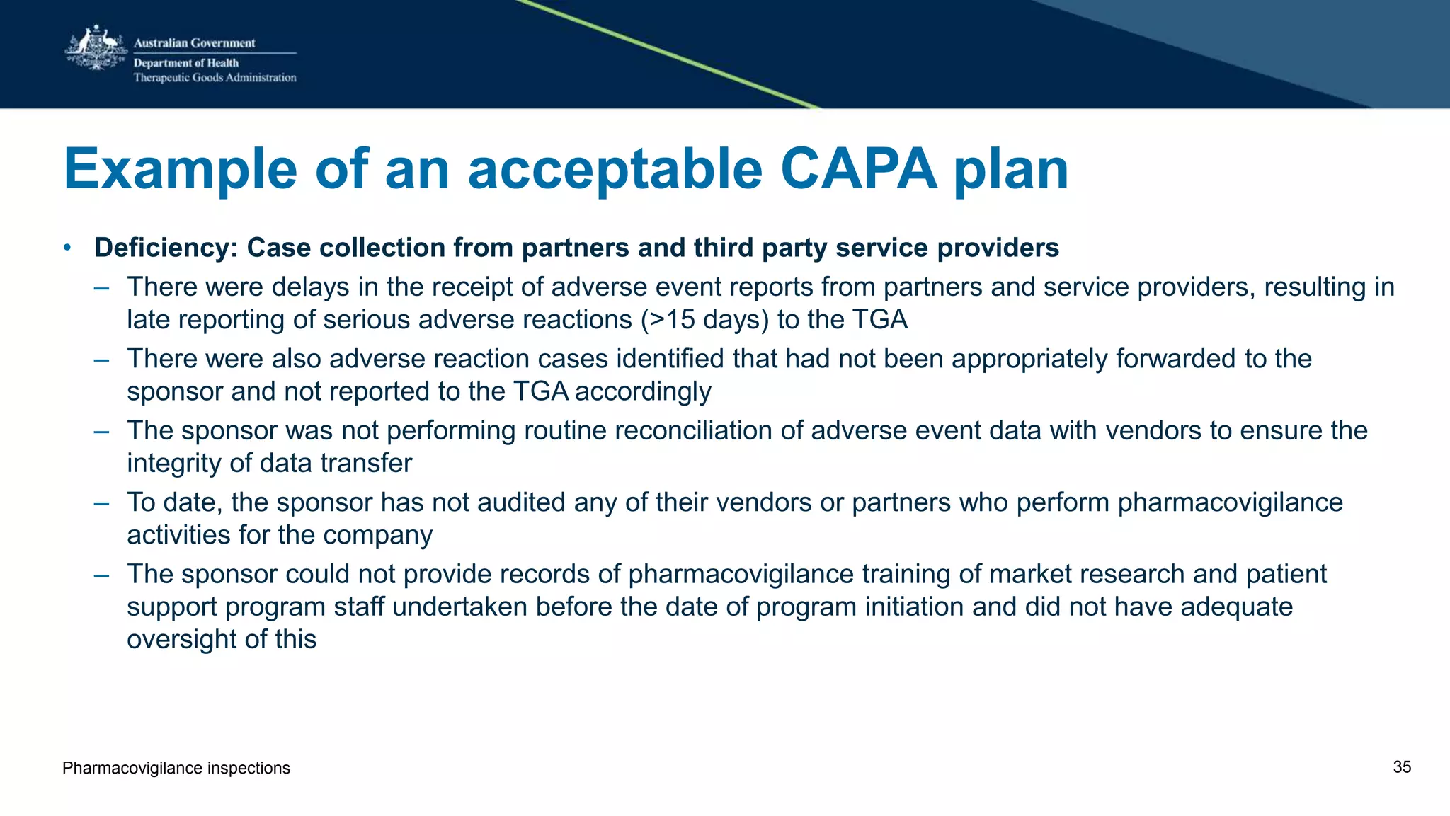 TGA Presentation: Pharmacovigilance inspections | PPTX