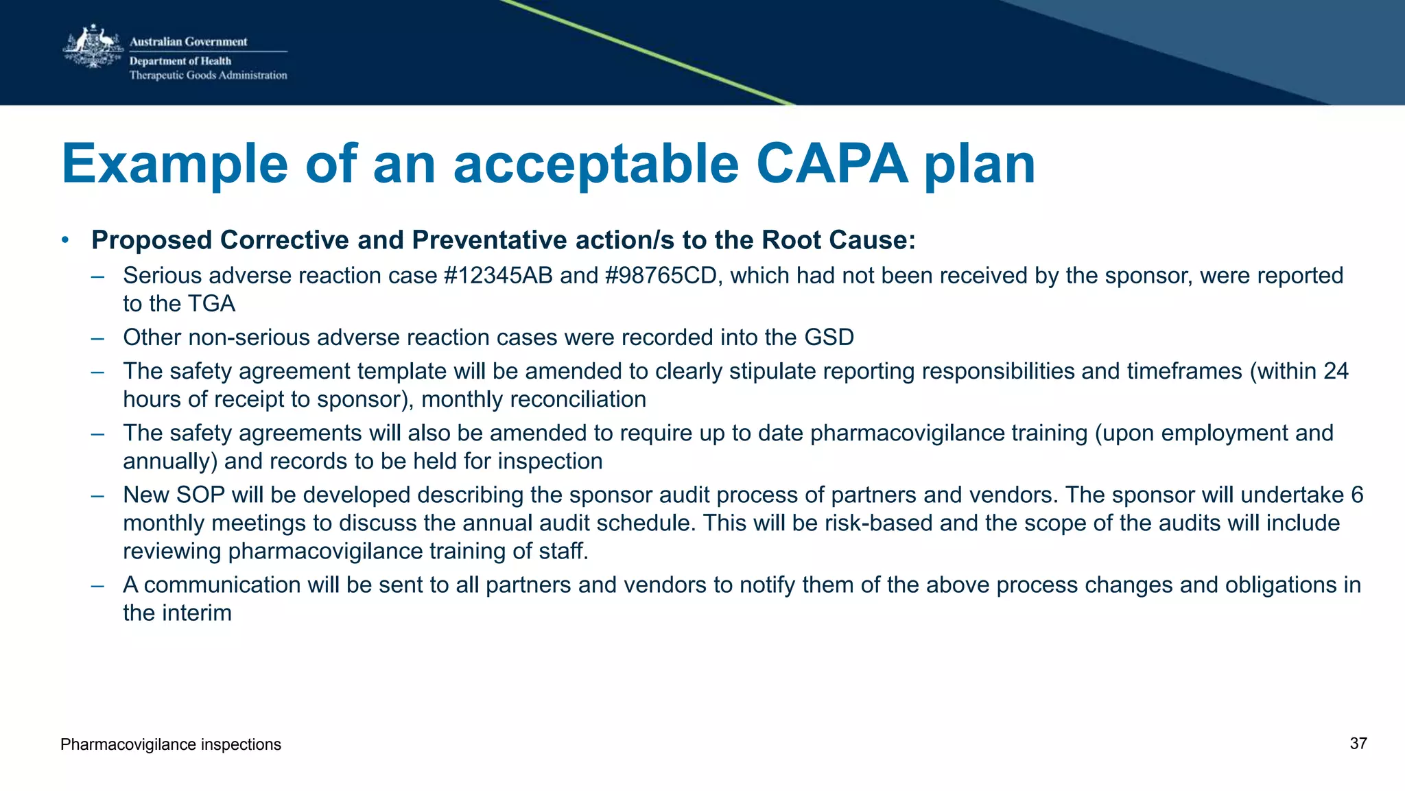 TGA Presentation: Pharmacovigilance inspections | PPTX