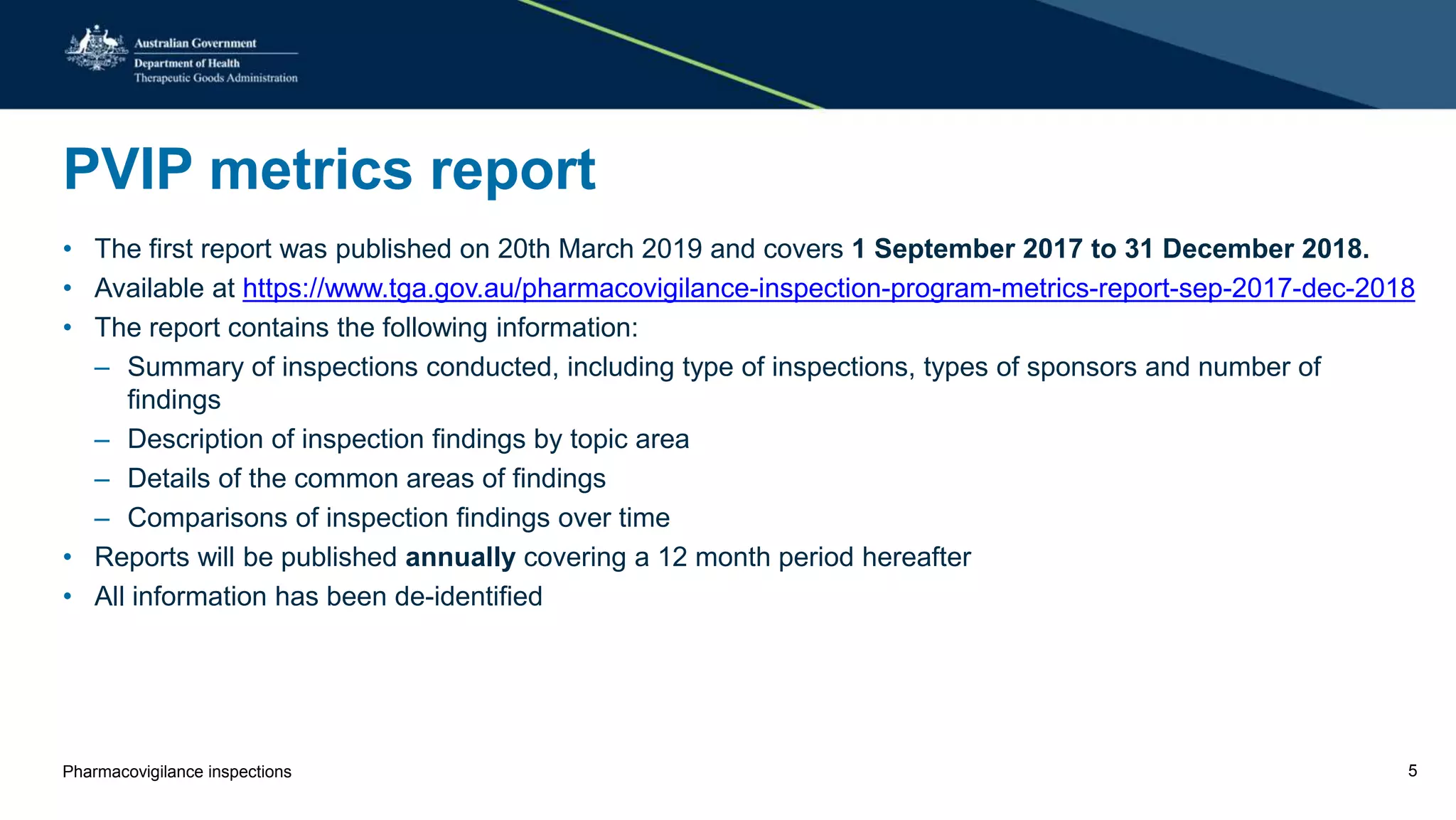 TGA Presentation: Pharmacovigilance inspections | PPTX
