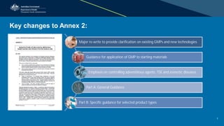 Presentation PIC/S Guide to GMP PE009-13 Annex 2 | PDF