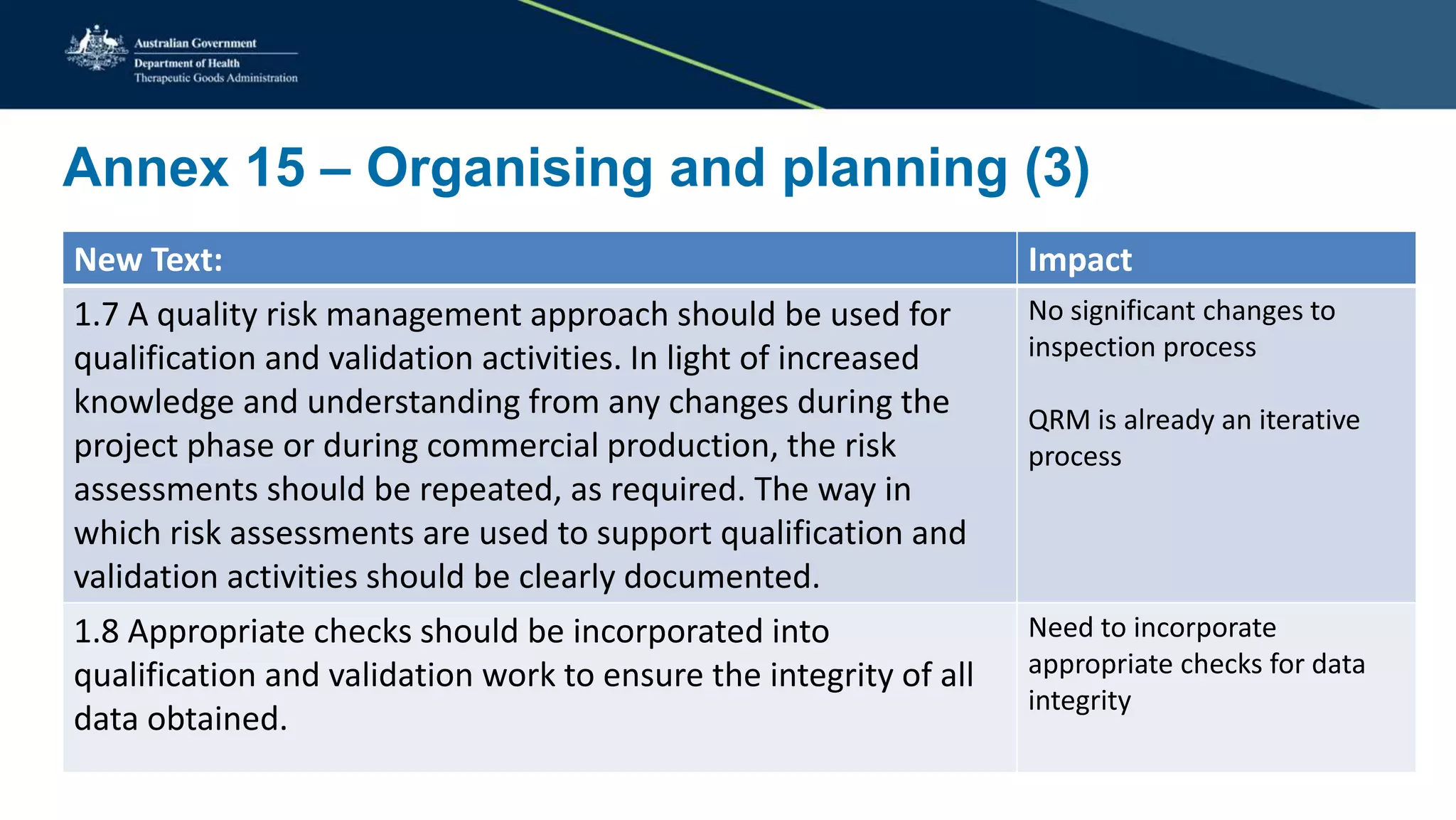 PIC/S Guide to GMP PE009-13 - Key changes to Annex 15 - Qualification and validation | PPTX