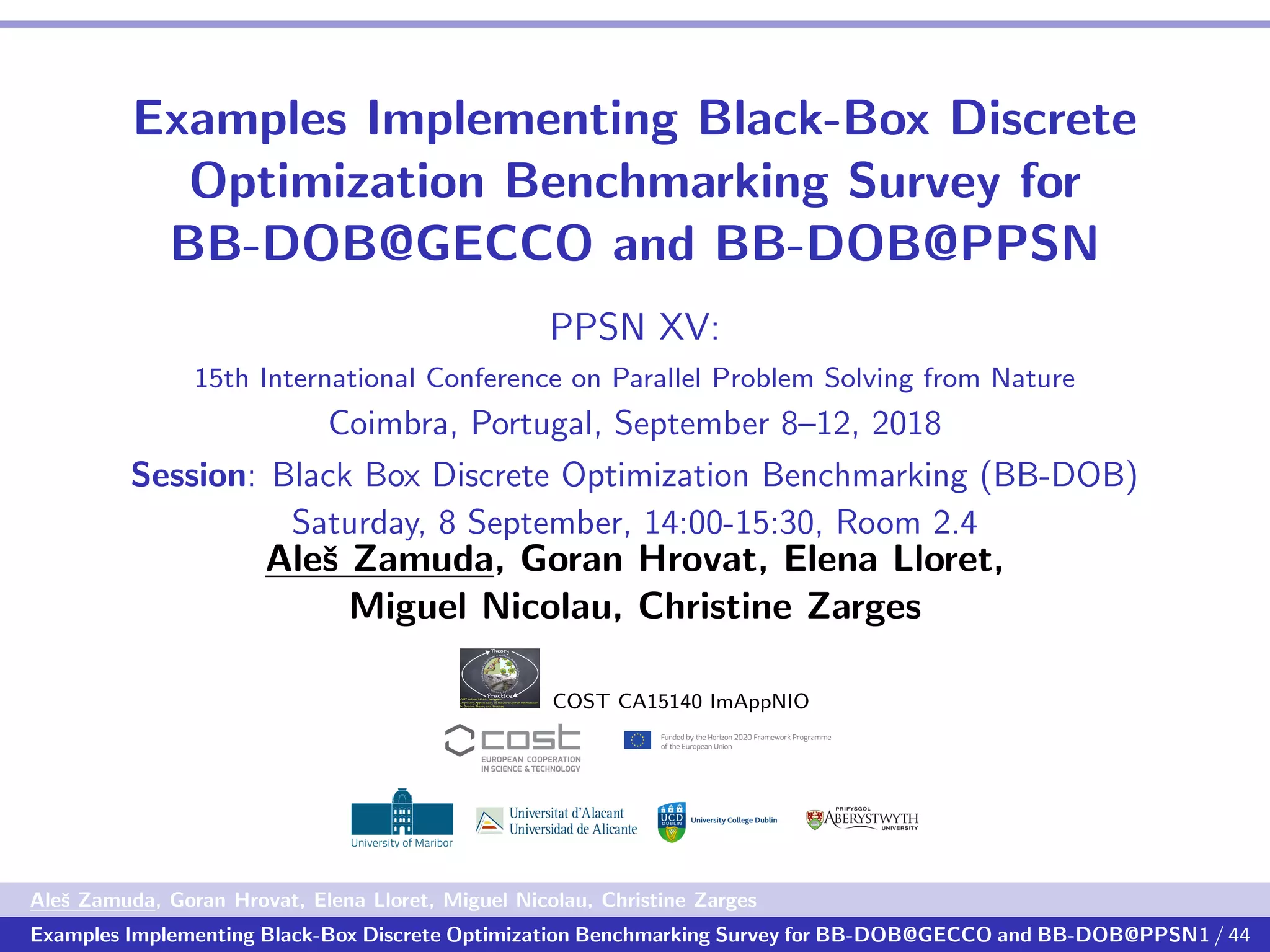 Examples Implementing Black Box Discrete Optimization Benchmarking