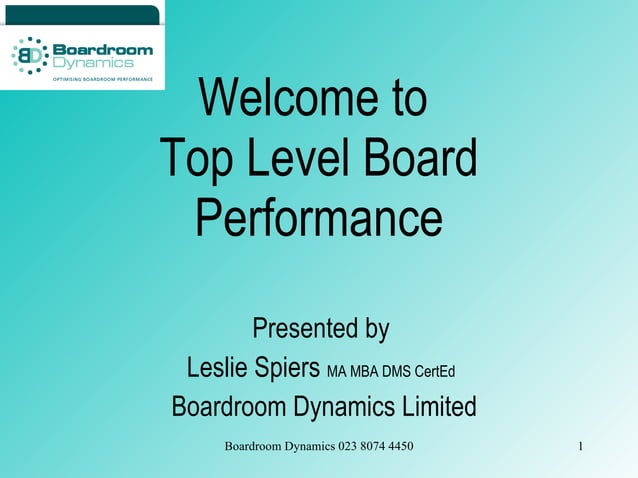 Welcome to Top Level Board Performance | PPT