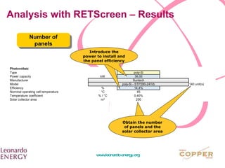 Small Scale Photovoltaic Installations - Use of RETScreen Software ...