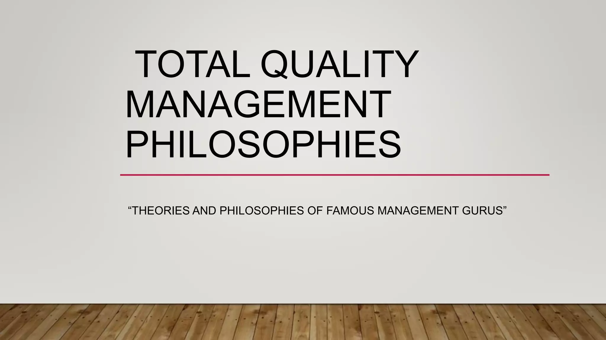 Quality Gurus (TOTAL QUALITY MANGEMENT SYSTEM) Food Technology | PPT