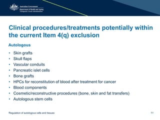 Presentation: Regulation of autologous cells and tissues | PDF