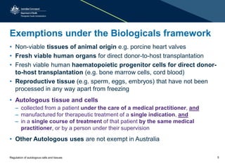 Presentation: Regulation of autologous cells and tissues | PPT