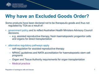Presentation: Regulation of autologous cells and tissues | PDF