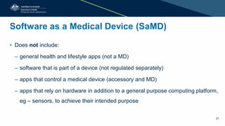 TGA webinar presentation: Regulation of software, including software as a medical device | PPT