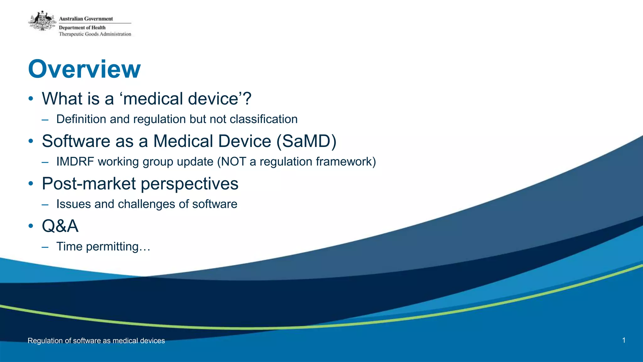 Regulation of software as medical devices | PPTX