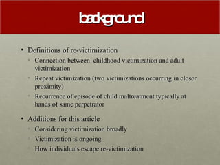 Presentation Re Victimization | PPT