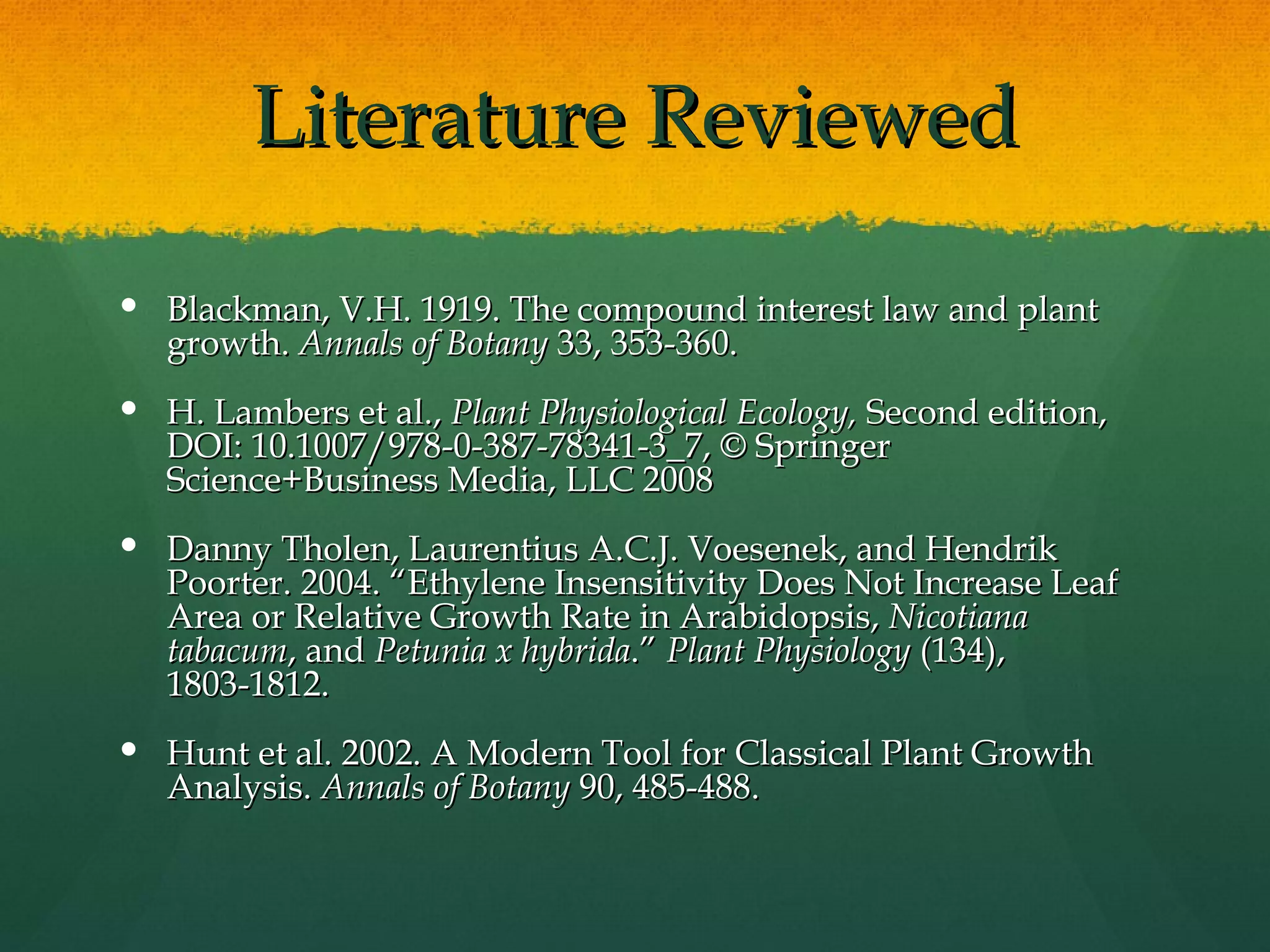 Relative Growth Rate (RGR) - Plant Physiology | PPT