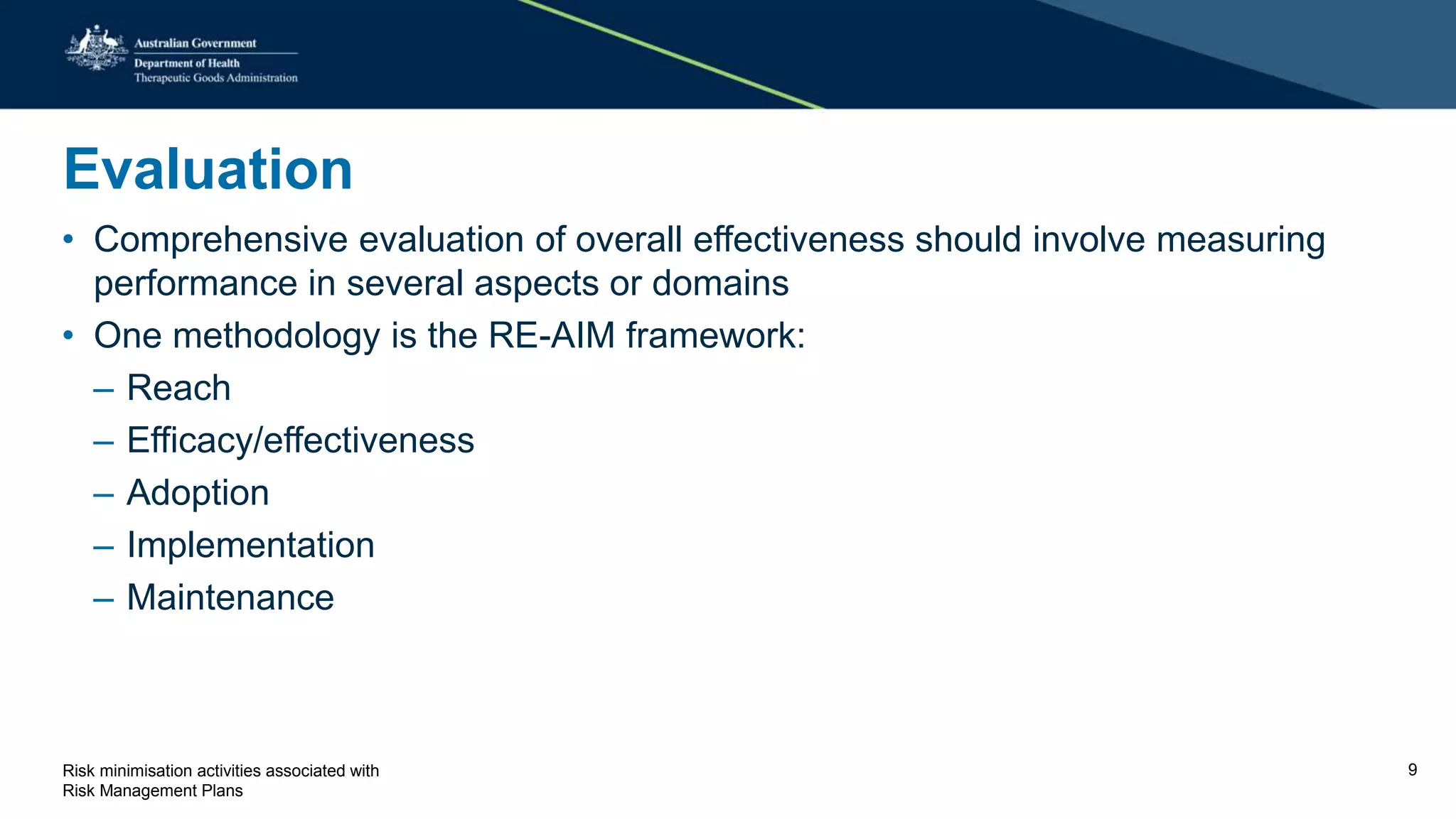 Risk minimisation activities associated with risk management plans | PPTX