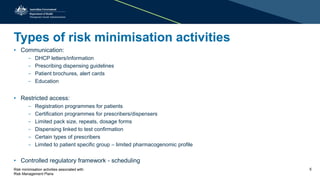 Risk minimisation activities associated with risk management plans | PPTX