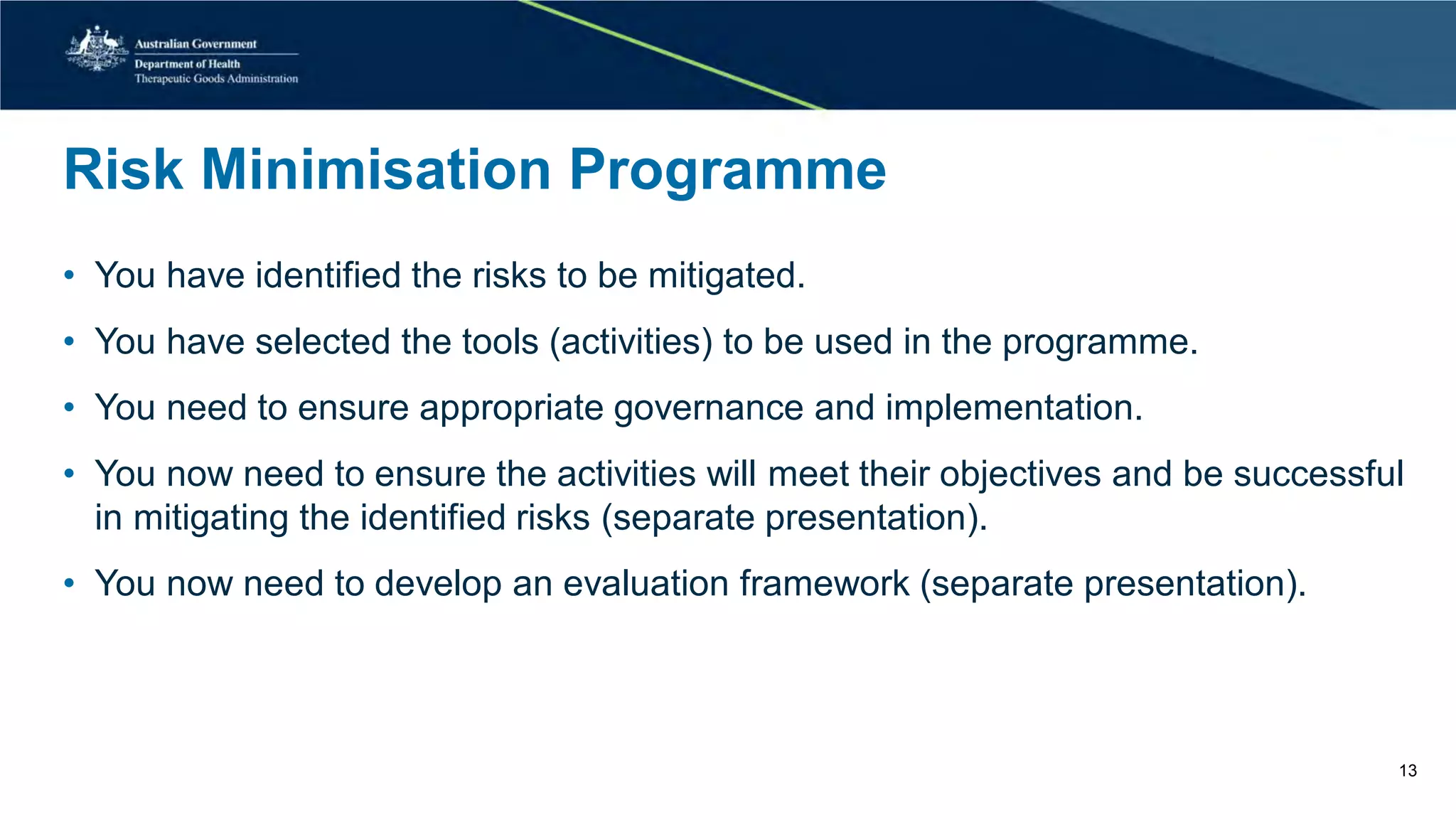 Risk minimisation activities - identification and application | PDF