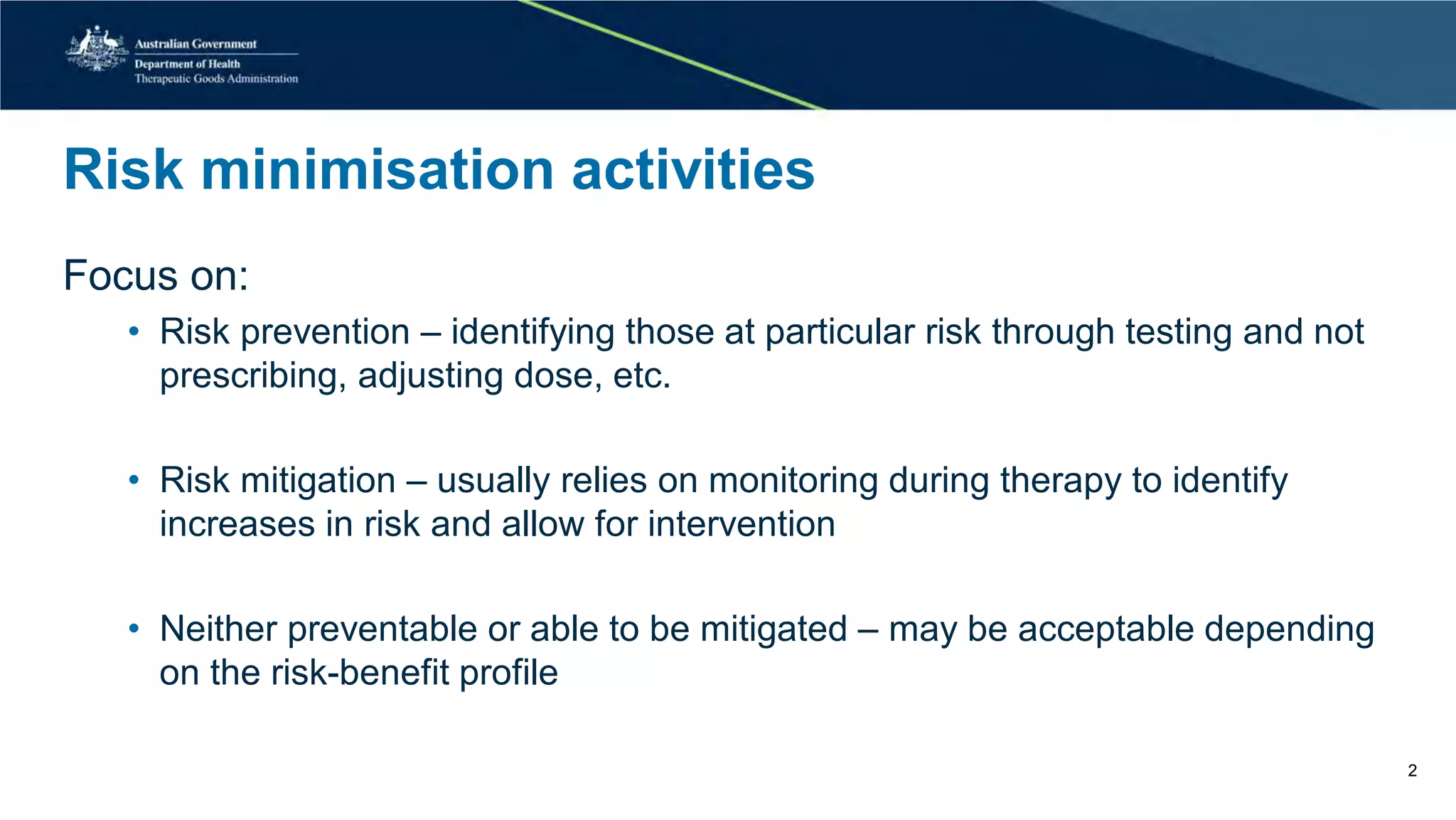 Risk minimisation activities - identification and application | PDF