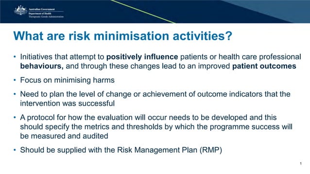 Risk minimisation activities - identification and application | PDF