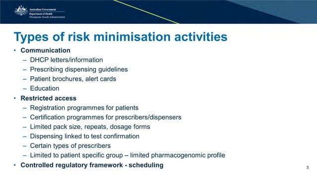 Risk minimisation activities - identification and application | PDF