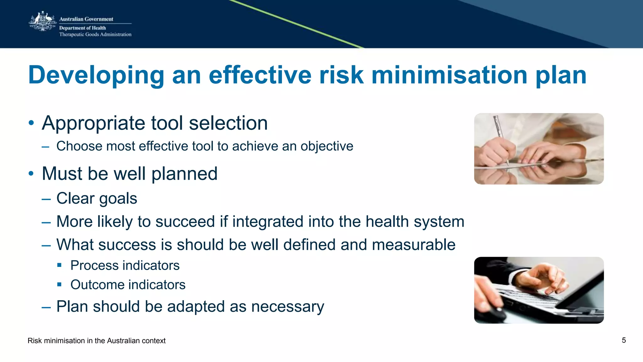 Presentation: Risk minimisation in the Australian context | PPTX