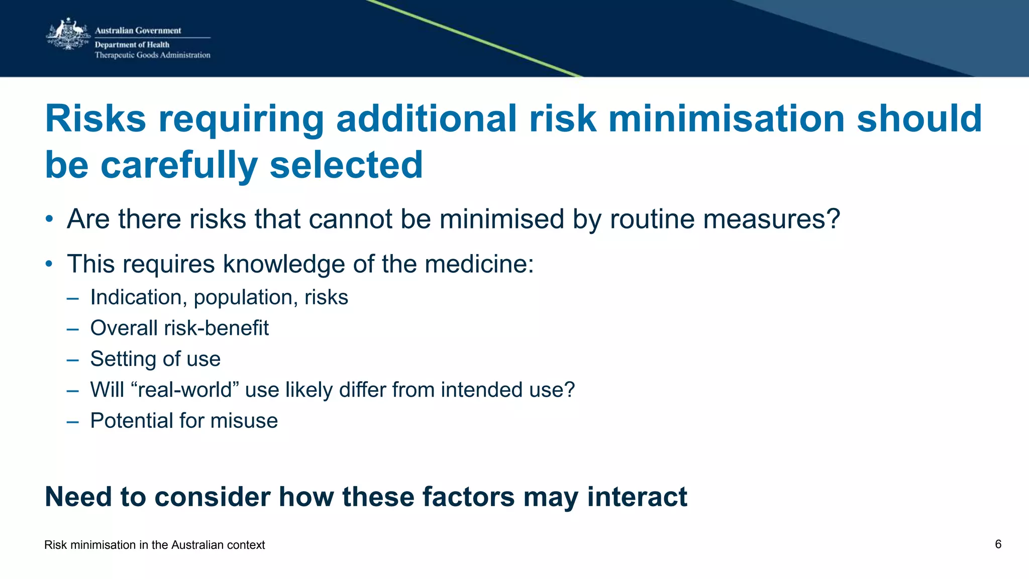 Presentation: Risk minimisation in the Australian context | PPTX