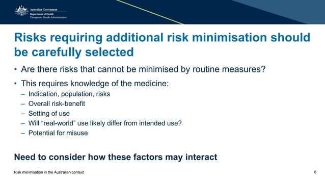 Presentation: Risk minimisation in the Australian context | PPTX