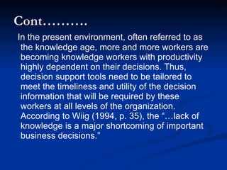 Role Of Knowledge Management In The Decision Making | PPT