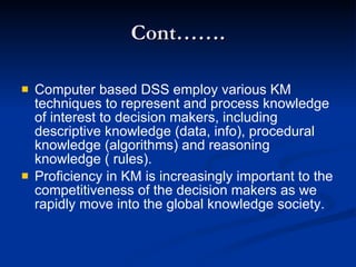 Role Of Knowledge Management In The Decision Making | PPT