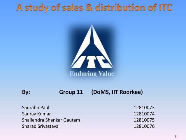 Presentation - Sales & Distribution at ITC | PPTX