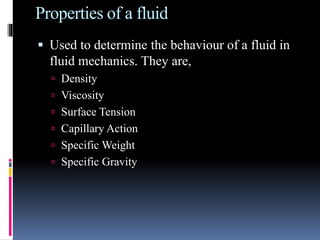 Fluid Mechanics and Hydraulics Introduction ppt | PPTX