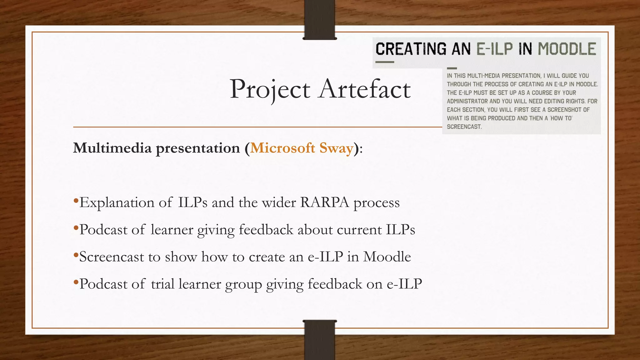Individual Learning Plans (ILPs): from paper to online | PPT