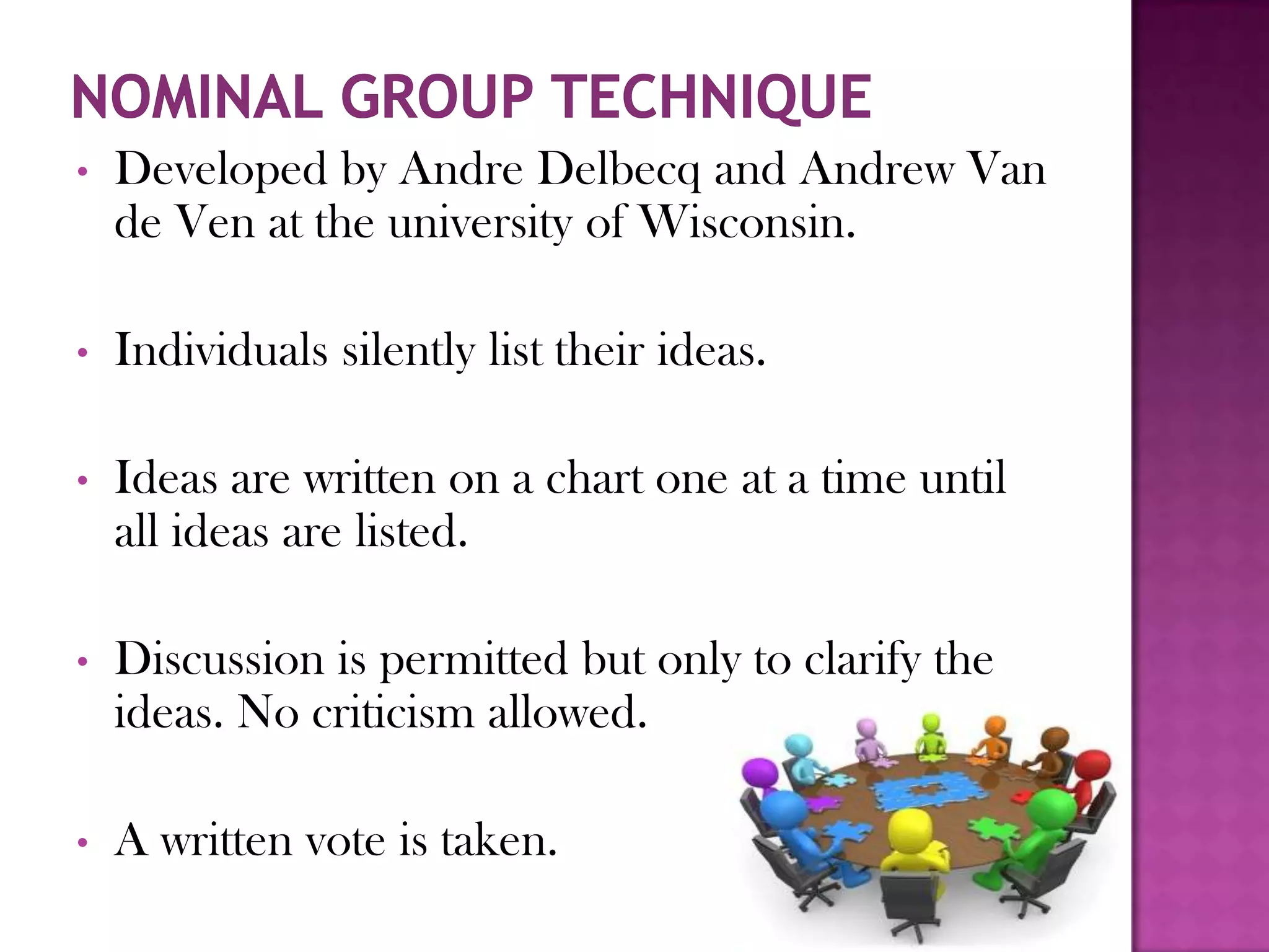 Techniques of group decision making | PPTX