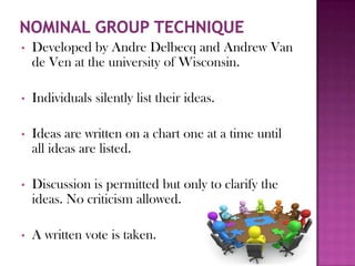 Techniques of group decision making | PPTX