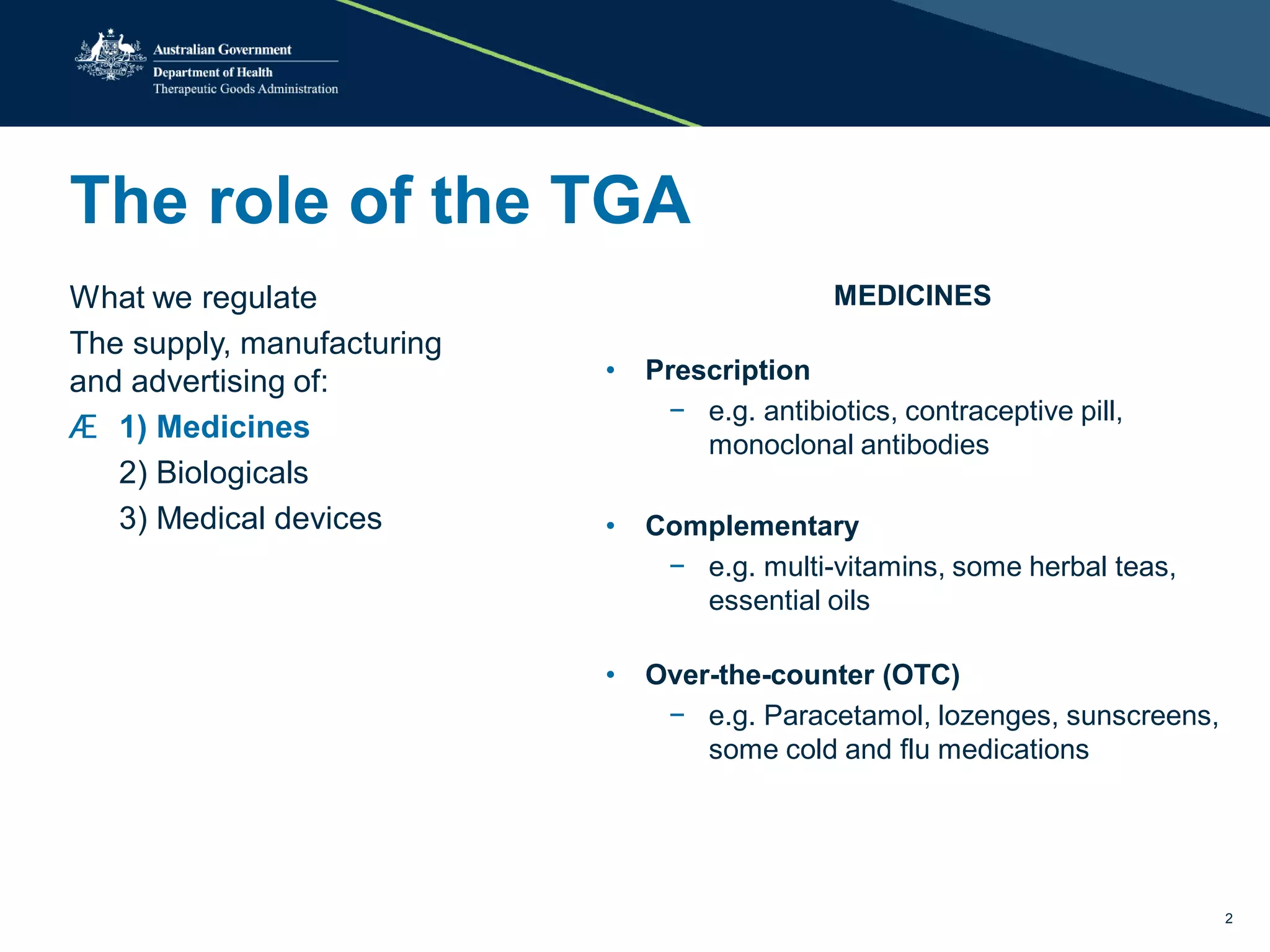 Presentation Therapeutic Goods Regulation and the GMP Inspection ...