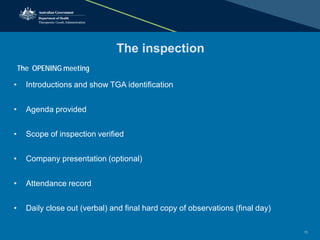 Presentation Therapeutic Goods Regulation and the GMP Inspection ...