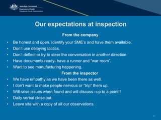 Presentation Therapeutic Goods Regulation and the GMP Inspection ...