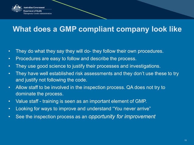 Presentation Therapeutic Goods Regulation and the GMP Inspection ...