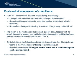 Presentation Therapeutic Goods (Standard for Tablets, Capsules and ...