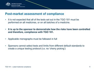 Presentation Therapeutic Goods (Standard for Tablets, Capsules and ...