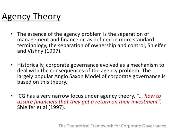 The Theoretical Framework for Corporate Governance