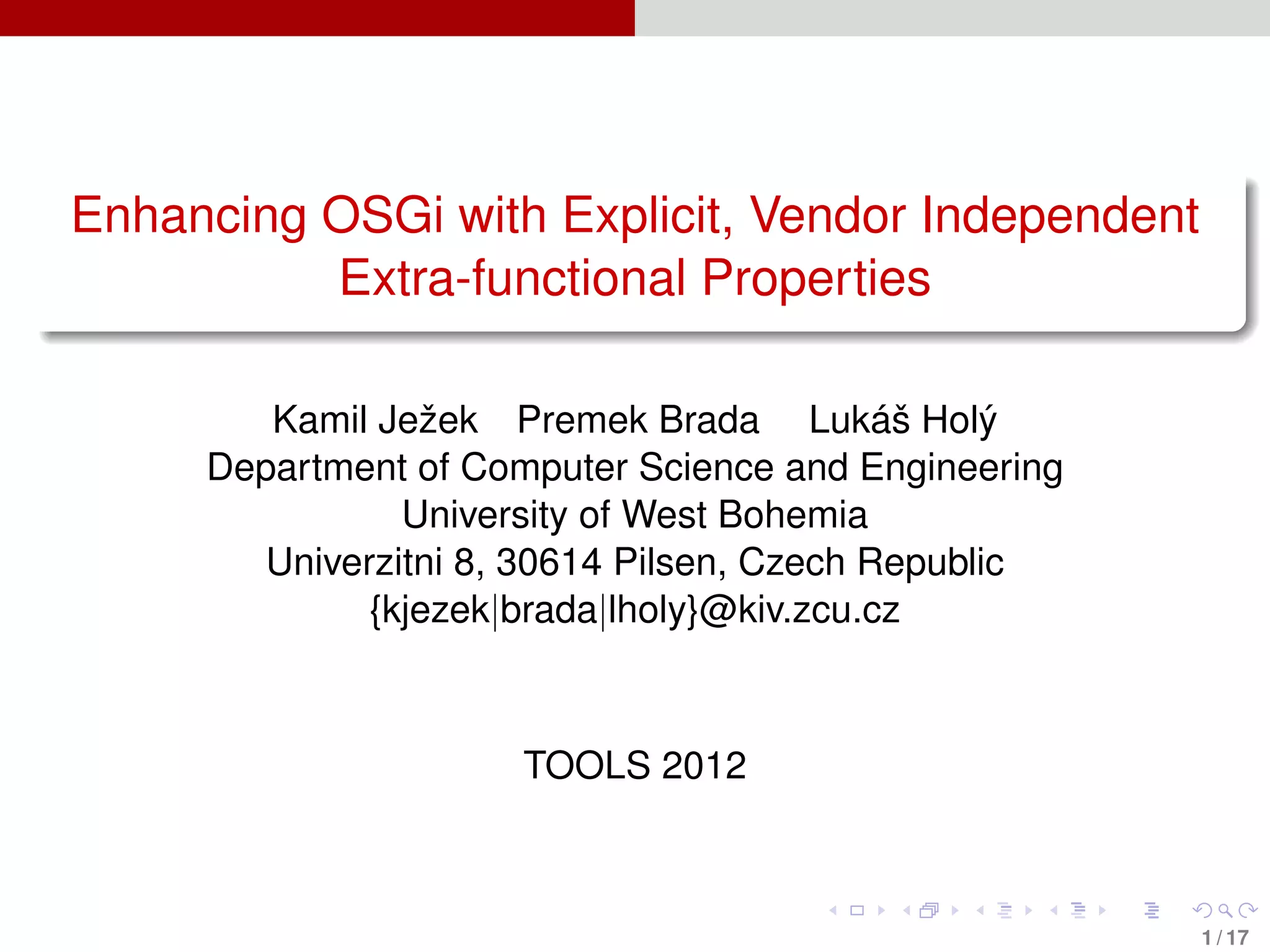 EnhancingOSGi with Explicit, Vendor Independent Extra-functional Properties | PDF | Web ...