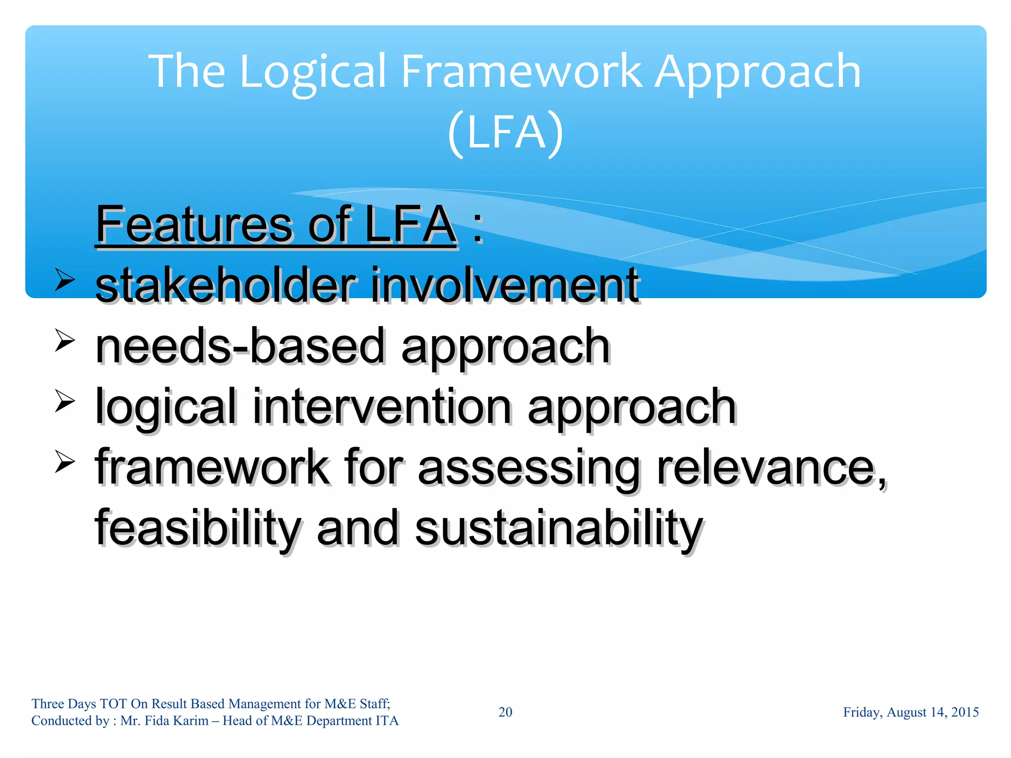 Presentation Training on Result Based Management (RBM) for M&E Staff | PPT